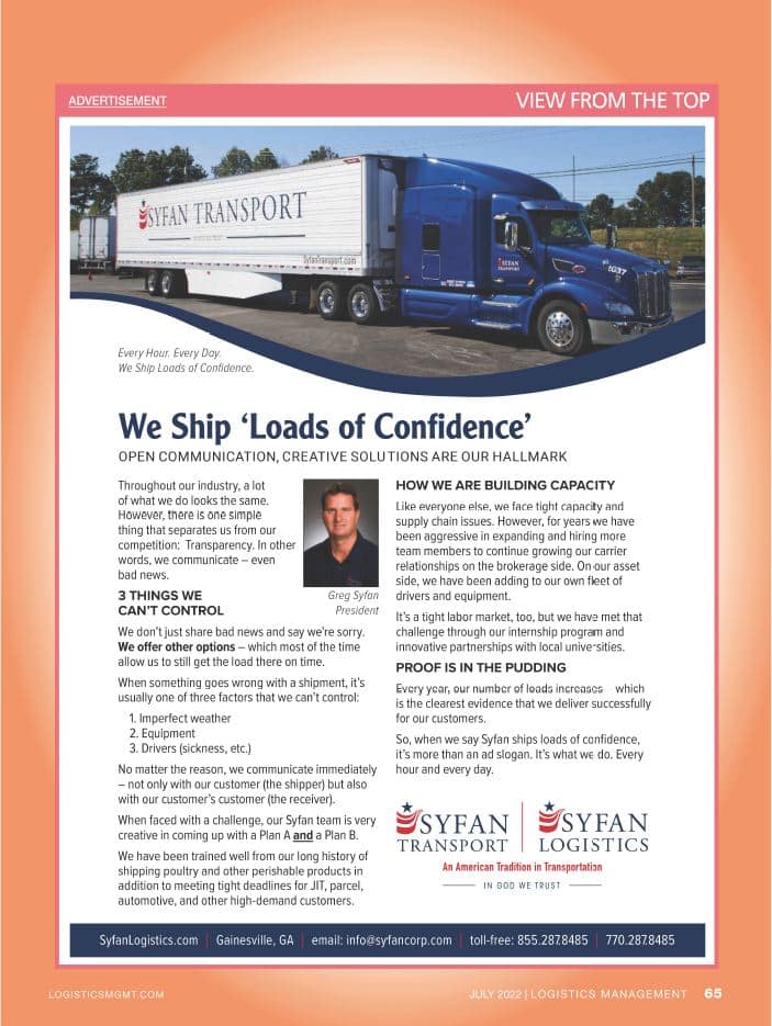 Logistics Management: Shipping Loads of Confidence | Syfan